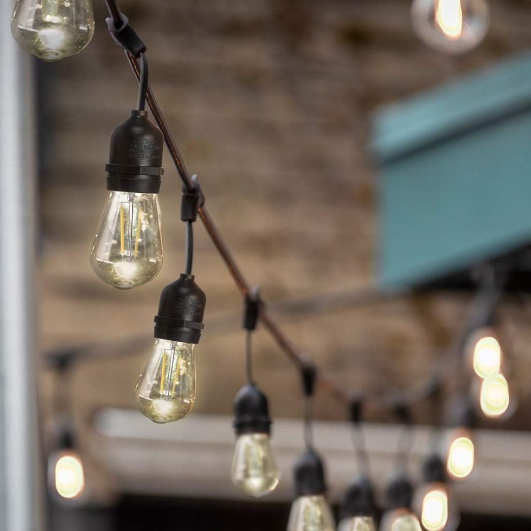 Sterno Home 24ft LED Vintage Edison Outdoor String Lights with Black R ...