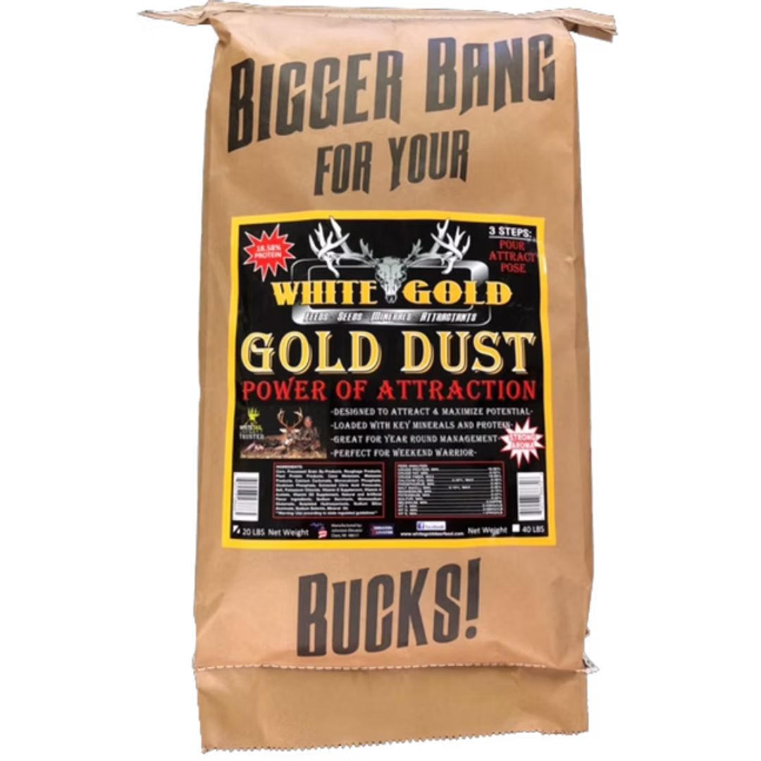 White Gold Deer Feed Gold Dust 20# – Northwoods Wholesale Outlet